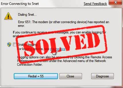 [Solved] Error 651 - Connection Failed with Error 651 in Windows